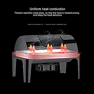 UZOURI Food Warmer, Chafing Dish Stainless Steel Chafing Dish Set Buffet Silver Catering Warmer Set, Rectangle Chafing Dish for Party