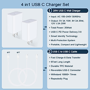 Type C Samsung Fast Charger for Samsung Galaxy S25/S24/A25/A35/A15/A14/A54/A53, 20W USB C iPhone 16 Charger Fast Charging for iPhone 16 Pro Max/16 Plus/15,PD Wall Charger+6ft iPhone C Charger Cable