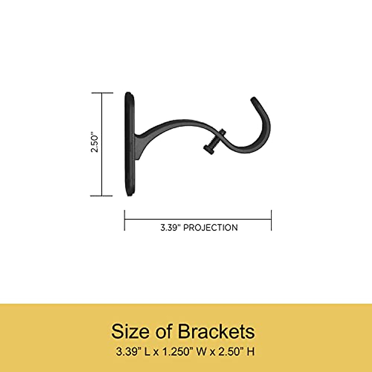 Kenney Weaver 1" Indoor/Outdoor Rust-Resistant Ceiling or Wall-Mount Window Curtain Rod, 72-144", Black