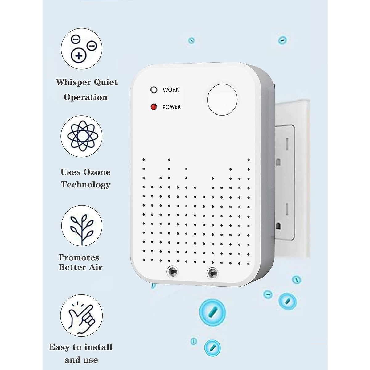 Plug in Air Purifier,AVALEDAY Litter Deodorizer Mini Ozone Generator Air Freshener Purify Odor from Pets Litter Box Smoke Toilet for Home Pet House Bathroom Kitchen Bedroom