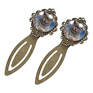 Bookmark, 2 Pack Bookmarks for Book Lovers, Window Cat Ocean Beach Sea Summer Funny