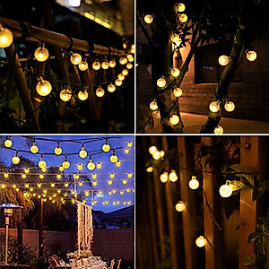 AicooFest Solar String Lights Outdoor Indoor Garden 100 LED 55.8ft Solar USB Powered Waterproof Hanging Crystal Ball Decorative Light for Home, Patio, Party, Outside, Christmas Warm White