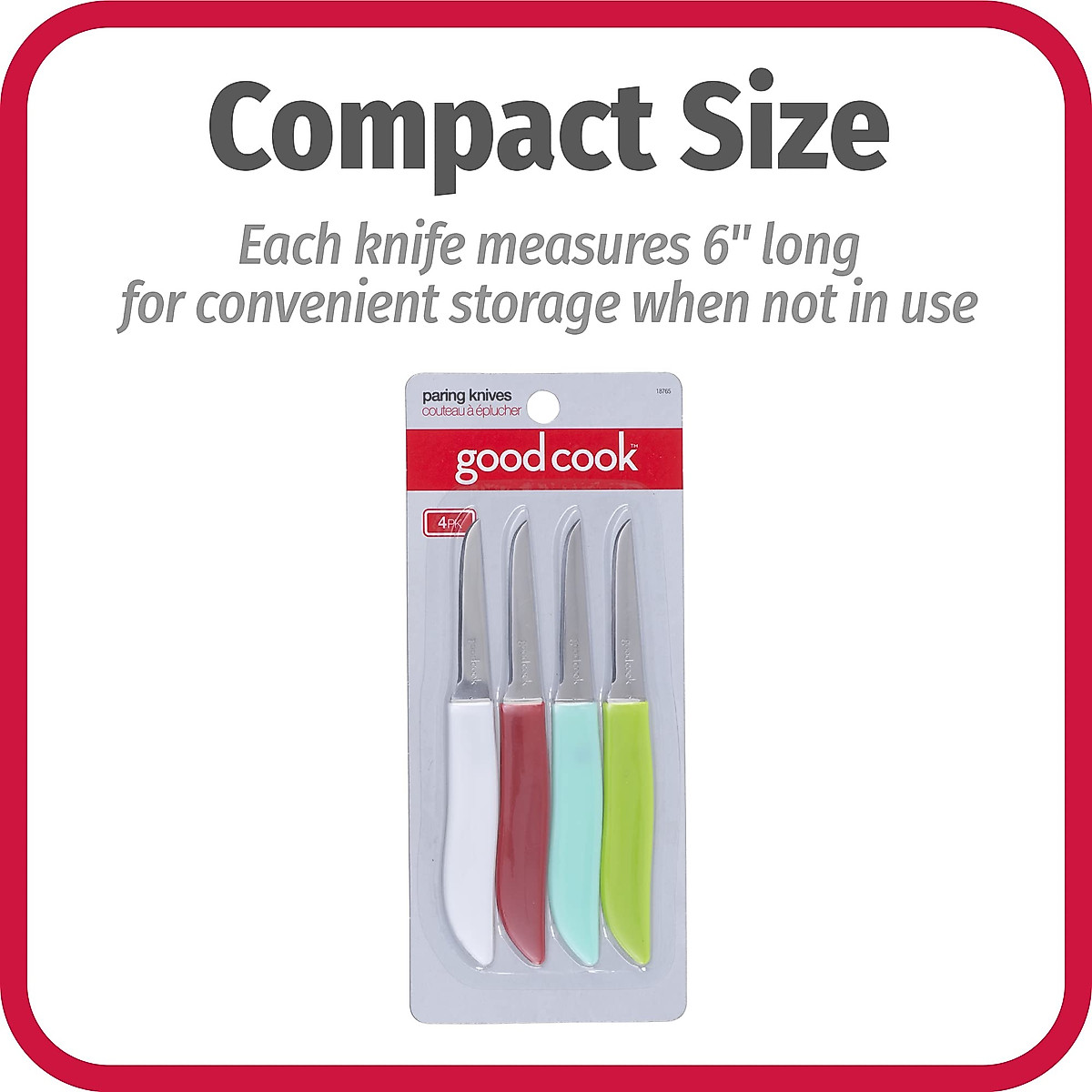 Good Cook 4-Piece Quick Paring Knife Set, multi-color, Small