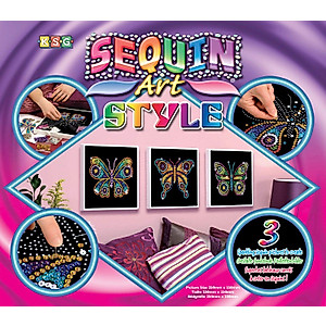 Sequin Art Style, Three Butterflies, Sparkling Arts and Crafts Picture Kit, Creative Crafts