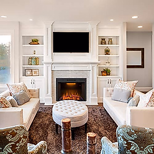 Valuxhome Electric Fireplace, 36 Inches Fireplace Insert with Overheating Protection, Fire Crackling Sound, Remote Control, 750/1500W, Black