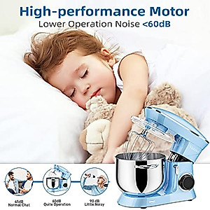 9.5 Qt Stand Mixer, 10-Speed Tilt-Head Food Mixer, Vezzio 660W Kitchen Electric Mixer with Stainless Steel Bowl, Dishwasher-Safe Attachments for Most Home Cooks (Blue)