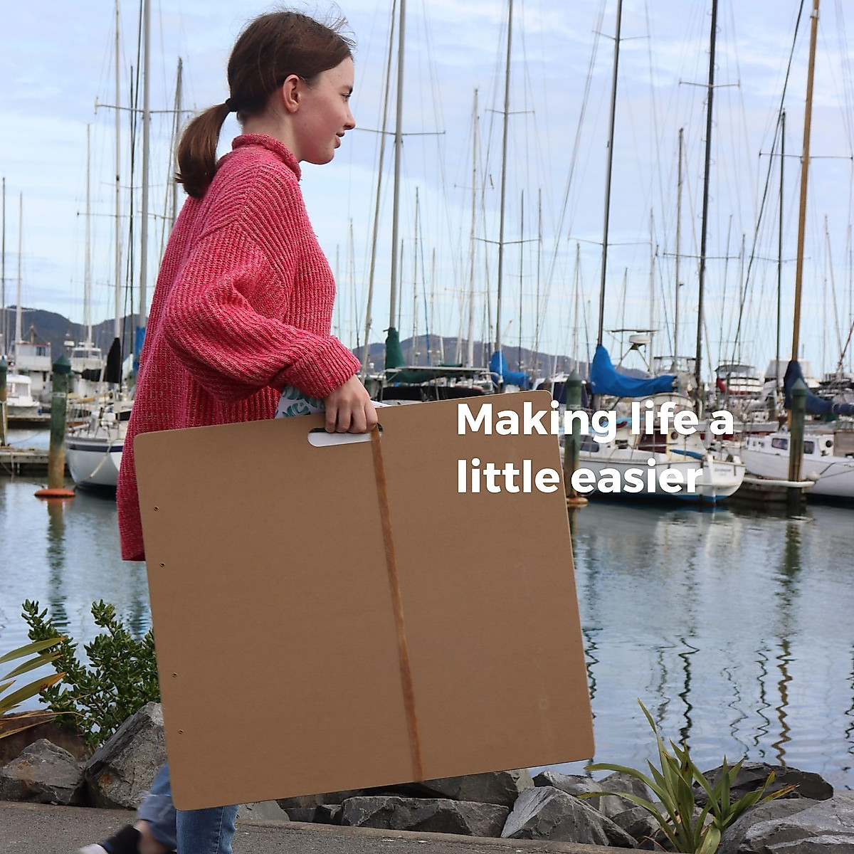 Agustu Artist Sketch Clipboard - 23 inch x 26 inch Drawing Board - for Field Trips, Classroom or Studio - Easy Grip Lightweight Smooth Large Drawing Board with Clips - Complete with Pencil Pouch