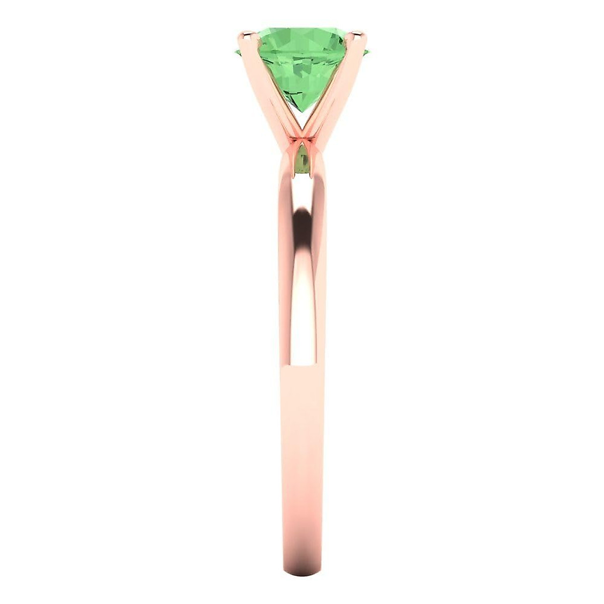 Clara Pucci 1.0 ct Round Cut Solitaire Green Simulated Diamond Bridal Designer Anniversary Engagement Ring in 14k Rose Gold