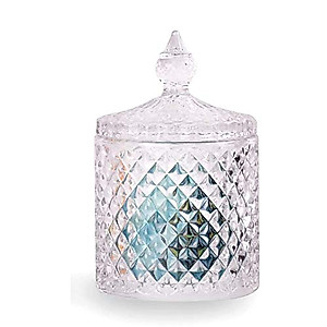 FTOF Glass Jars Bathroom Storage Organizer Cute Qtip Dispenser Holder Vanity Canister Jar Glass with Lid