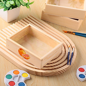 Thyle 12 Pcs Unfinished Wood Boxes, 6.3 x 4.9 x 1.8 Inch Small Rectangle Crates Wooden Box with Lid for DIY Birthday Party Favor Gift Supplies