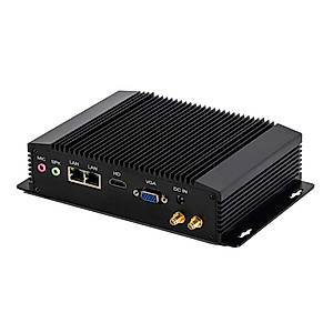 PARTAKER Fanless Industrial PC, Mini PC with Celeron J1900/N3520/N2920 CPU, 4GB Ram 64GB SSD, 2xCOM, 2xUSB 3.0, 4xUSB 2.0, 2xLAN, HD Port, VGA, Wi-Fi, Windows 10 Pro