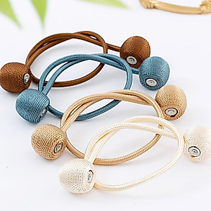 Window Curtain 4 pcs Magnetic Tiebacks Clips Tie Band Home Office Decorative Drapes (Pink)