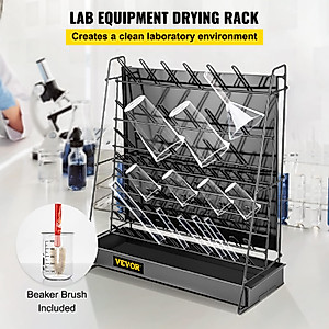 VEVOR Drying Rack for Lab 90 Pegs Lab Glassware Rack Steel Wire Glassware Drying Rack Wall-Mount/Free-Standing Detachable Pegs Lab Glass Drying Rack Black Cleaning Frame for School Laboratory Utensils