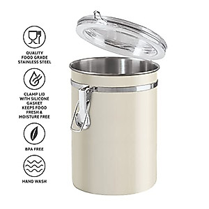 Oggi Stainless Steel Kitchen Canister 47 fl oz, Gray - Airtight Clamp Lid, Clear See-Thru Top - Ideal for Kitchen Storage, Food Storage, Pantry Storage. Large Size 5" x 6".