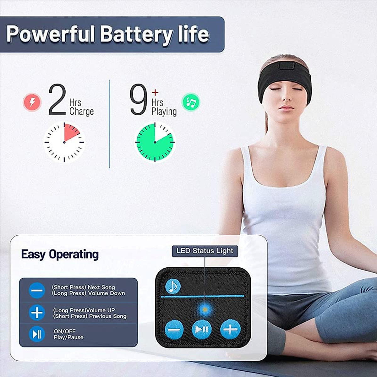 Sleep Headphones Wireless Music Sleeping Headbands Sports Headsets with Comfortable Earbuds for Side Sleepers Workout Jogging Yoga Insomnia Travel