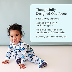 Posh Peanut Viscose from Bamboo Baby Pajamas & 2 Way Zipper Sleepers with Designer Footie Grips - All-Day Baby Clothes or PJs (6-9 Months) Safari Animals