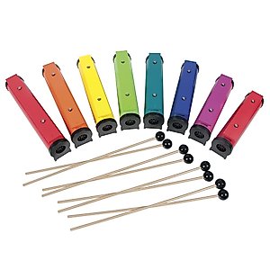 Basic Beat BBRCB8 Diatonic Resonator Chime Bars - Tube-Shaped with Zippered Case, Color-Matched with Boomwhackers & Joia Tubes for Easy Classroom Integration