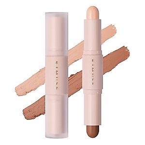KIMUSE 2Color Dual Cream Contour Stick, Highlight & Contour Bronzer Stick, Long Lasting & Waterproof Contour Sticks Kit for Light Skin Face Makeup