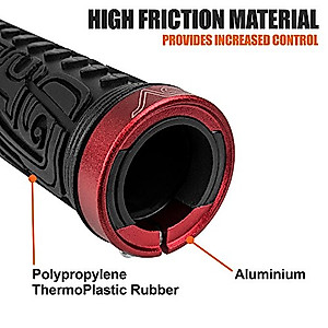 BV Bike Handlebar Grips, Double Lock-on Bicycle Grip Handle Bar End Holding Locking Grips, for MTB, BMX, Mountain, Downhill, Folding Bike (Red)