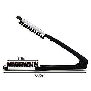 CCbeauty Boar Bristles Double Sided Brush, Hair Straightener Brushes Comb, Stimulates Scalp, Reduces Frizz, Prevents Oil Build-Up, Gives Hair Shine, Naturally Conditions Hair, 140g, Glossy White