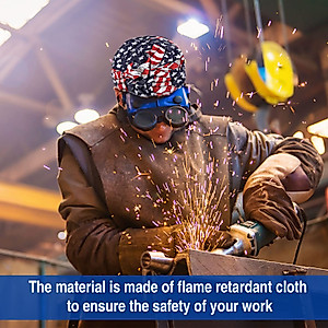 3 Pcs Flame Resistant Welding Hats for Men Welding Cap Mesh Inside Liner Electric Welder Cap Mesh Inside Liner Welding Hats for Men Welding Helmet Electrician (Star Style)