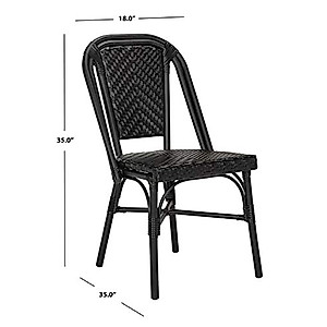 Safavieh PAT4013A-SET2 Outdoor Collection Daria Black Stacking Side Chair