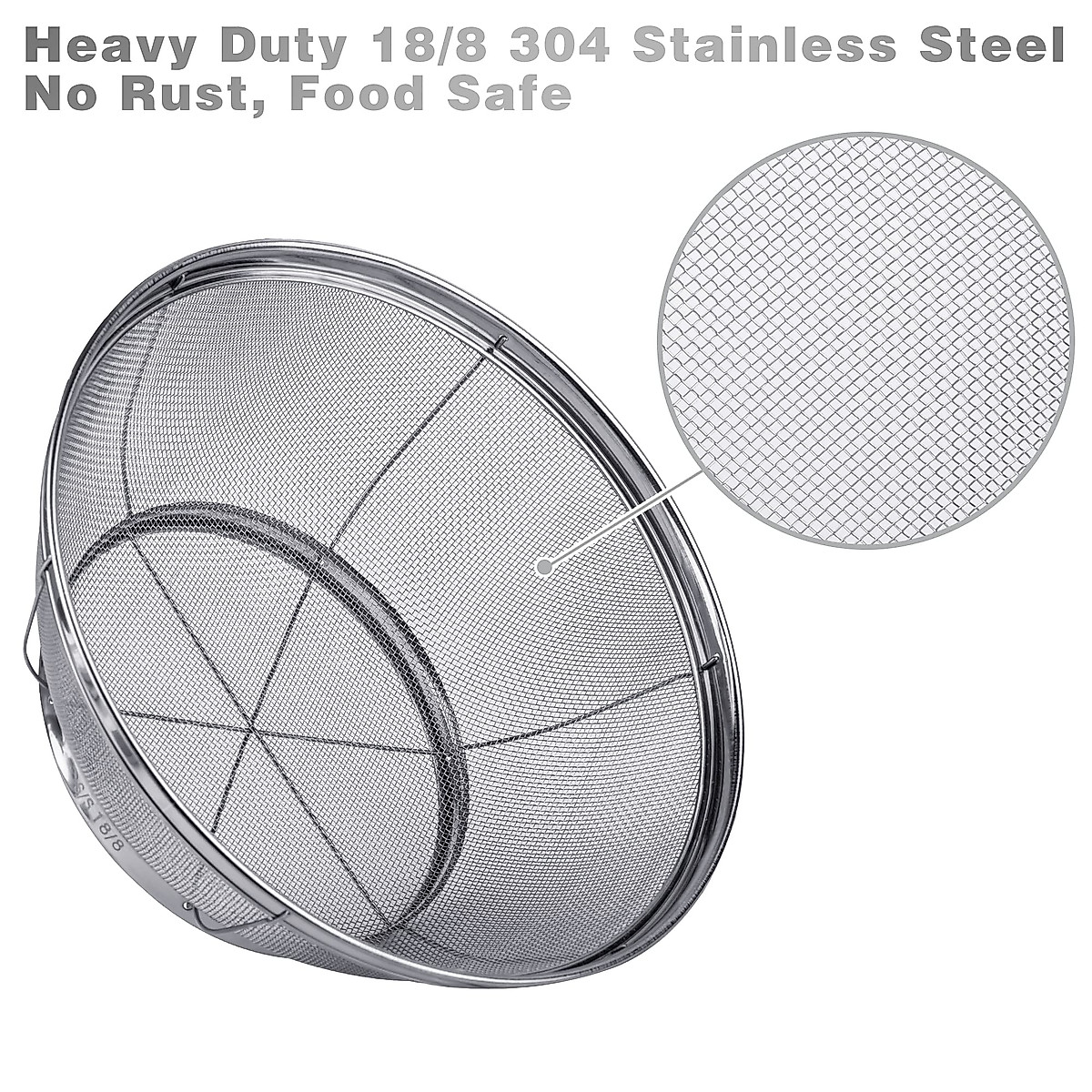 5 Pack Strainers for Kitchen, 18/8 Stainless Steel Colander, Fine Mesh Strainer for Pasta, Rice and Fruit, Sieve for Strain, Drain, Rinse or Steam, Multi Size Sifter