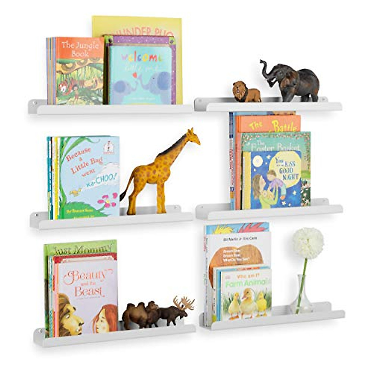 Wallniture Sedona Floating Shelves for Wall Decor, White Kids Bookshelf, Wall Shelves for Picture Frames, Nursery Book Shelves, White Storage Shelves for Wall Set of 3