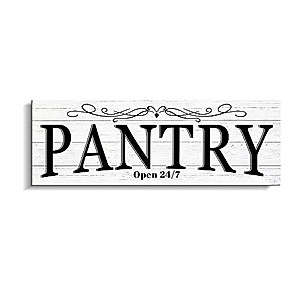 Pinetree Art Pantry Signs for Kitchen Rustic Farmhouse Pantry Room Wooden Sign Wall Decor Ready to Hang (13.7X4.7 Inch, W)