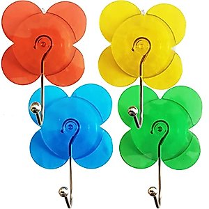 JZMYXA Suction Cup Hooks 2.36 Inches Flower-Shaped PVC Suction Cups Rust-Proof Metal Hook Heavy Duty Suction Cup Holds Up to 7 lbs, for Smooth Glass Smooth Tile Smooth Metal(8 Pack)