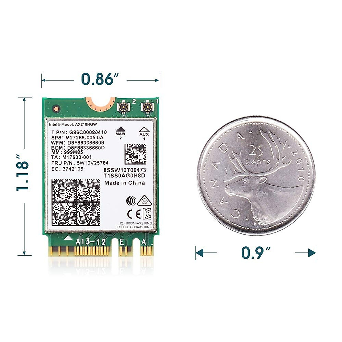 AX210NGW WiFi Card, WiFi 6E 802.11ax Wireless Card Intel AX210 NGW Bluetooth 5.3 Tri-Band 5400Mbps Network Adapter Wireless Module Expand to 6GHz for Laptop Support Windows 10/11 (64bit) M.2/NGFF