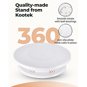 Kootek Cake Decorating Kits Supplies with Cake Turntable, 12 Numbered Cake Decorating Tips, 2 Icing Spatula, 3 Icing Smoother, 2 Silicone Piping Bag, 50 Disposable Pastry Bags and 1 Coupler