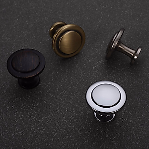 Alzassbg 5 Pack Brushed Black Nickel Cabinet Knobs, 1-1/4 Inch Diameter Kitchen Cabinet Hardware Round Knobs for Cabinets and Drawers AL6012BBN