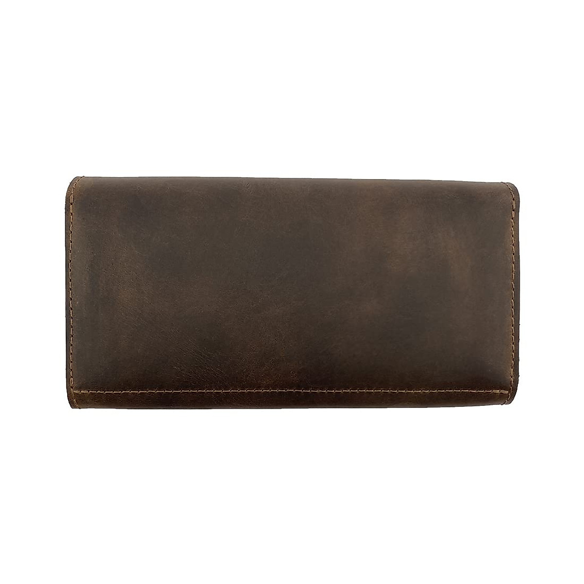 Heather's, Minimalist Tri Fold Folio Wallet for Women, Card Saver, Stylish Organizer with Button Closure and Zipper Coin Pocket, Full Grain Leather, Handmade, Bourbon Brown