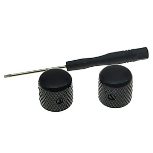 KAISH Set of 2 Black Metal Guitar Dome Knobs Bass Knob with Set Screw for Telecaster/Tele Guitar