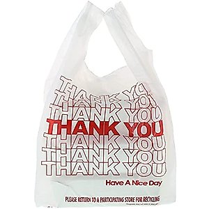 Concession Essentials 1/8 plastic thank you bags to go. Pack of 100 count