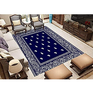 Bandana Blue Area Rugs Non-Slip Floor Mat Doormats Home Runner Rug Carpet for Bedroom Indoor Outdoor Kids Play Mat Nursery Throw Rugs Yoga Mat