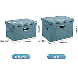 HUATK 4 Pack Decorative Storage Boxes with Lids Storage Baskets for Shelves, Closet organization Bins for Office, Bedroom, Closet, Toys (Teal)