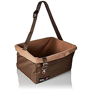 PetSafe Happy Ride Booster Seat - Dog Booster Seat for Cars, Trucks and SUVs - Easy to Adjust Strap - Durable Fleece Liner is Machine Washable and Easy to Clean - Medium, Brown