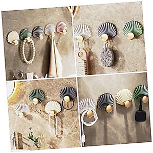 Outanaya 4pcs Shell Wall Hook Wall-Mounted Hook Sundries Hanger Self Adhesive Wall Hook Bathroom Towel Hooks for Wall Decorative Wall Hook Sticky Hooks for Hanging Key Storage Hook Key Hook