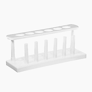 25mm Plastic in-Line Test Tube Rack with Drying Pins, 6 Tube, Polyethylene, White (Single)