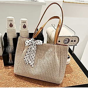 Summer Beach Tote Bag for Women Straw Beach Tote Bow Handbag Hobo Purse for Travel Vocation
