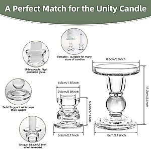 Extrogif 3 Unity Wedding Candles Set with Candle Holder for Ceremony Set, Glass Candlesticks and Pillar Taper Candles - Catholic Bible Religious Weddings Accessories