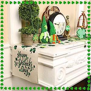 2 Pack St. Patrick's Day Table Runner Lucky Shamrocks Table Runner Irish Burlap Table Runners Lucky Clover Table Runners for St. Patrick's Day Spring Wedding Shower Dinner Party Supplies 13 x 72 inch