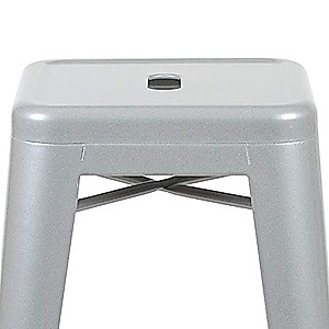 Flash Furniture Lily 30" High Metal Indoor Bar Stool in Silver - Stackable Set of 4