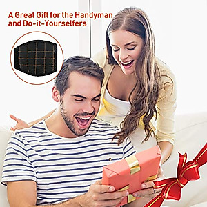 LATME Magnetic Wristband with 16 Strong Magnets for Holding Screws Nails Drill Bits-Best Armband Tool for DIY Handyman Unique Gift for Men (Black with thumb loop)