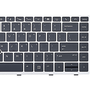 Replacement Backlight Keyboard for HP EliteBook 840 G5 840 G6 & EliteBook 745 G5 745 G6, EliteBook 840 G5 Keyboard with Pointer Silver Frame US Layout L11307-001 L14378-001