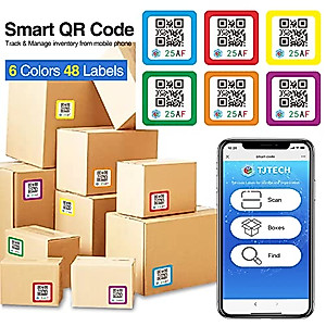 QR Code Labels for Storage & Organization Smart Moving Labels Pack and Track Labels with QR Code for Inventory, Storage – 48 Stickers (QR Code Labels for Storage - 48pcs)