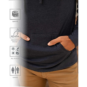 Global Blank Men's Hooded Shirt Long Sleeve T-Shirt with Hood Lightweight Hoodie for Men, Dark Gray, X-Large