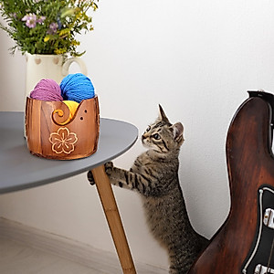 Yarn Bowl Large Size 5''x7'' Pine Wood Unique Design Crochet Bowl for Yarn Holder Knitting Crochet Macrame Craft Supplies